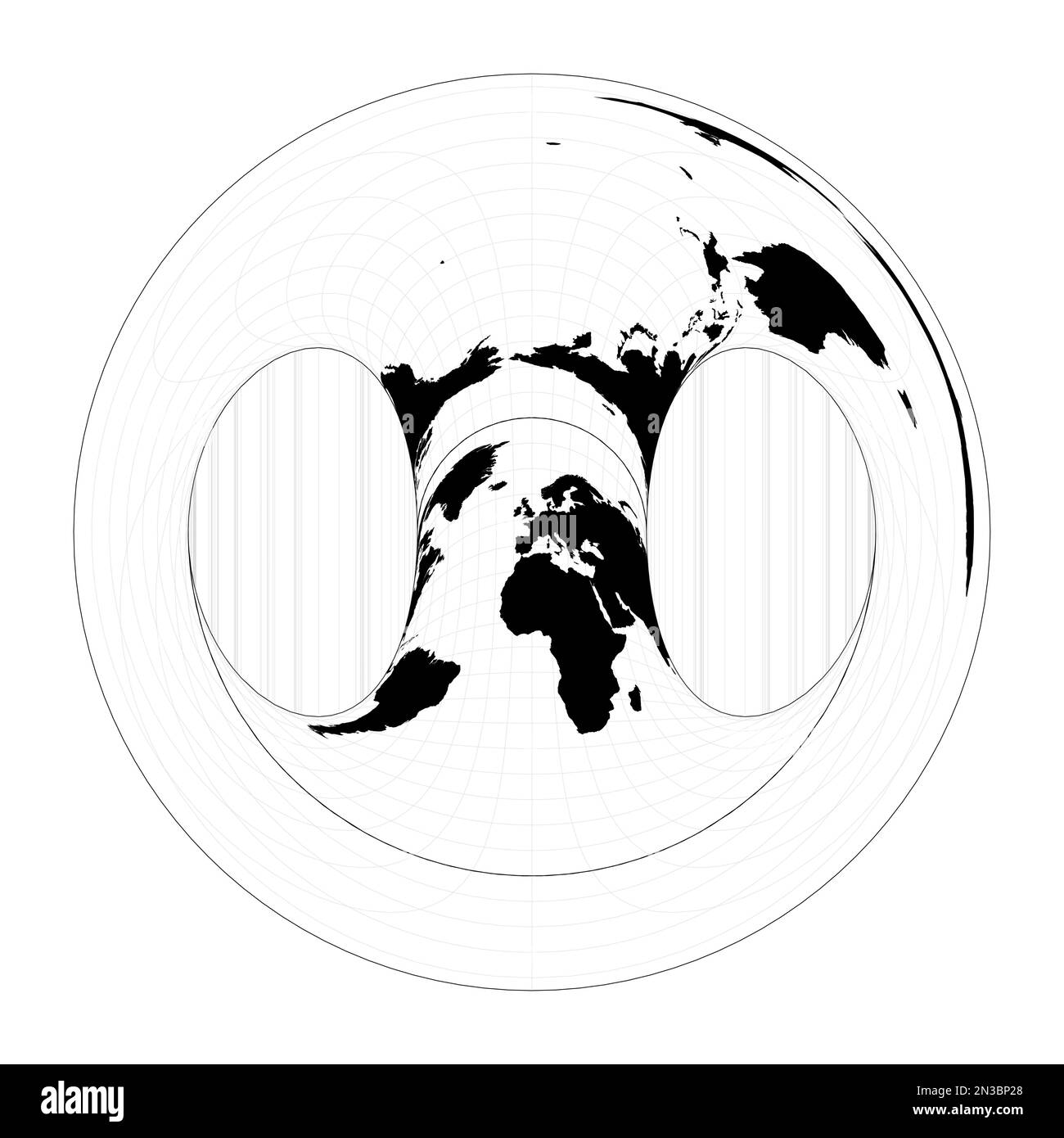 Vector World Map Hammer Retroazimuthal Projection Plan World Geographical Map With Graticlue