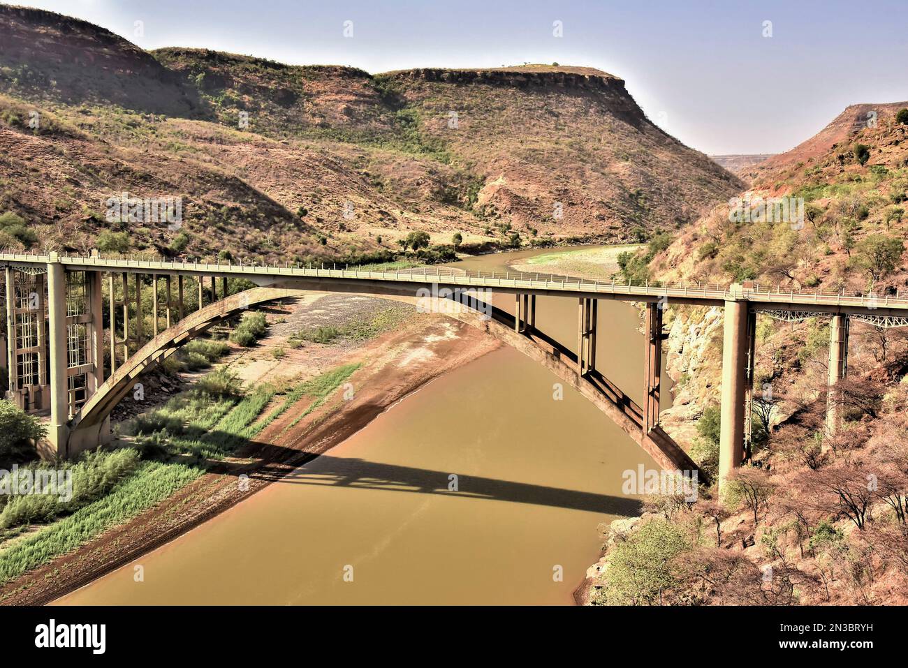 Old Bridge crossing the Blue Nile Gorge in Northern Ethiopia; Ethiopia ...