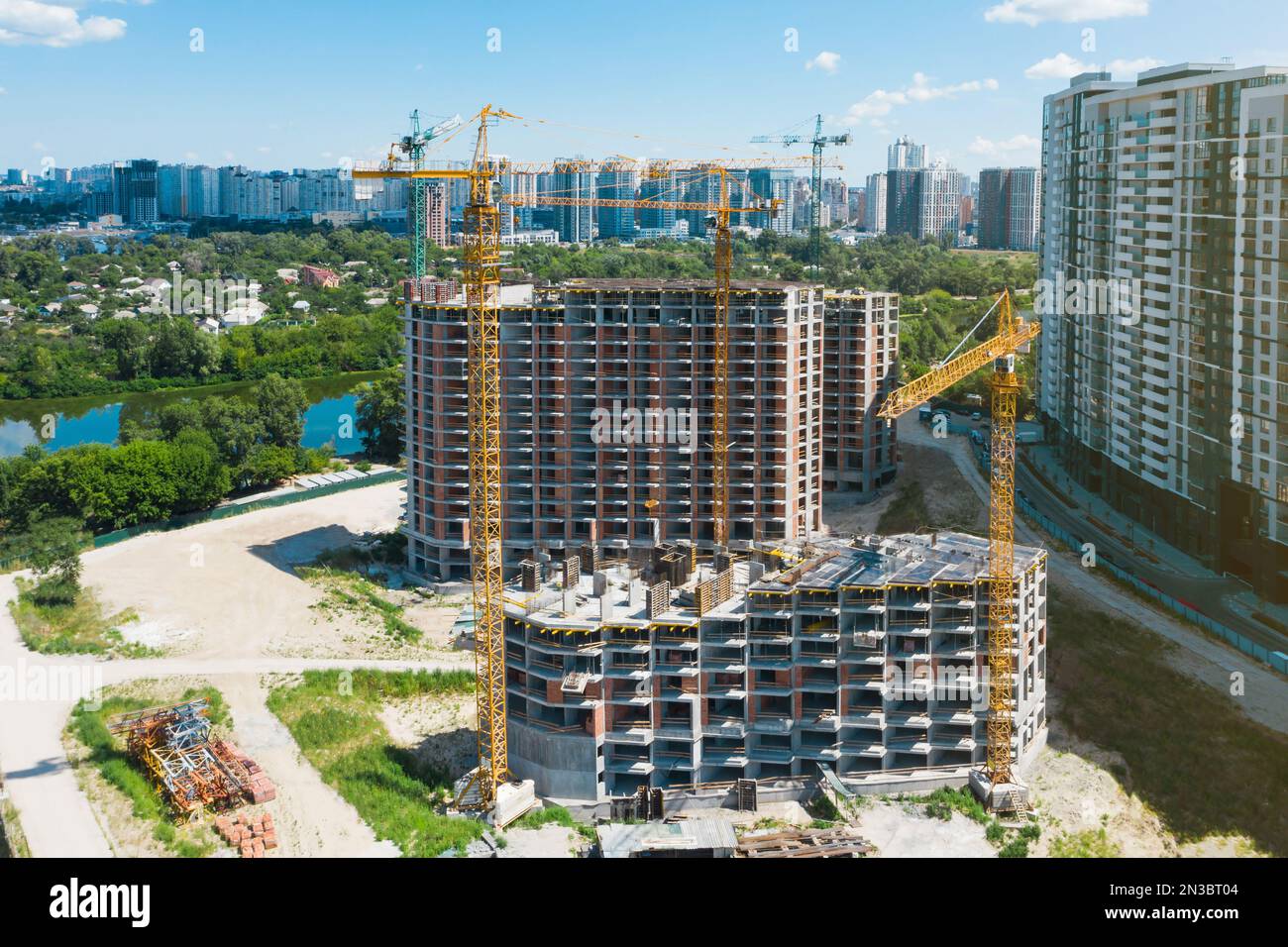 Aerial view of buildings construction in city center Stock Photo - Alamy
