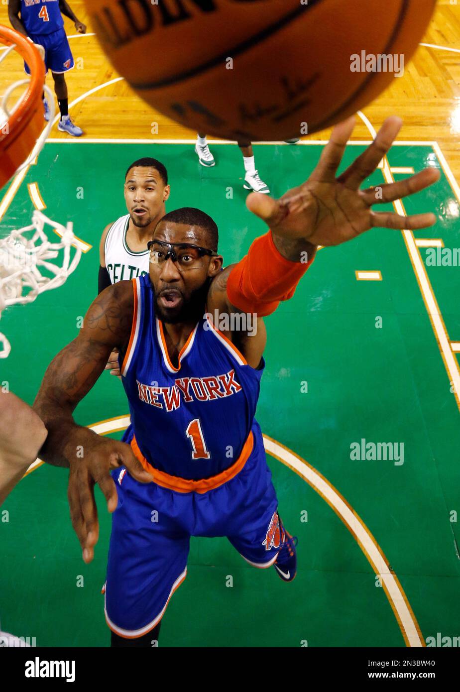 New York Knicks' Amar'e Stoudemire goes for a shot against the Boston ...