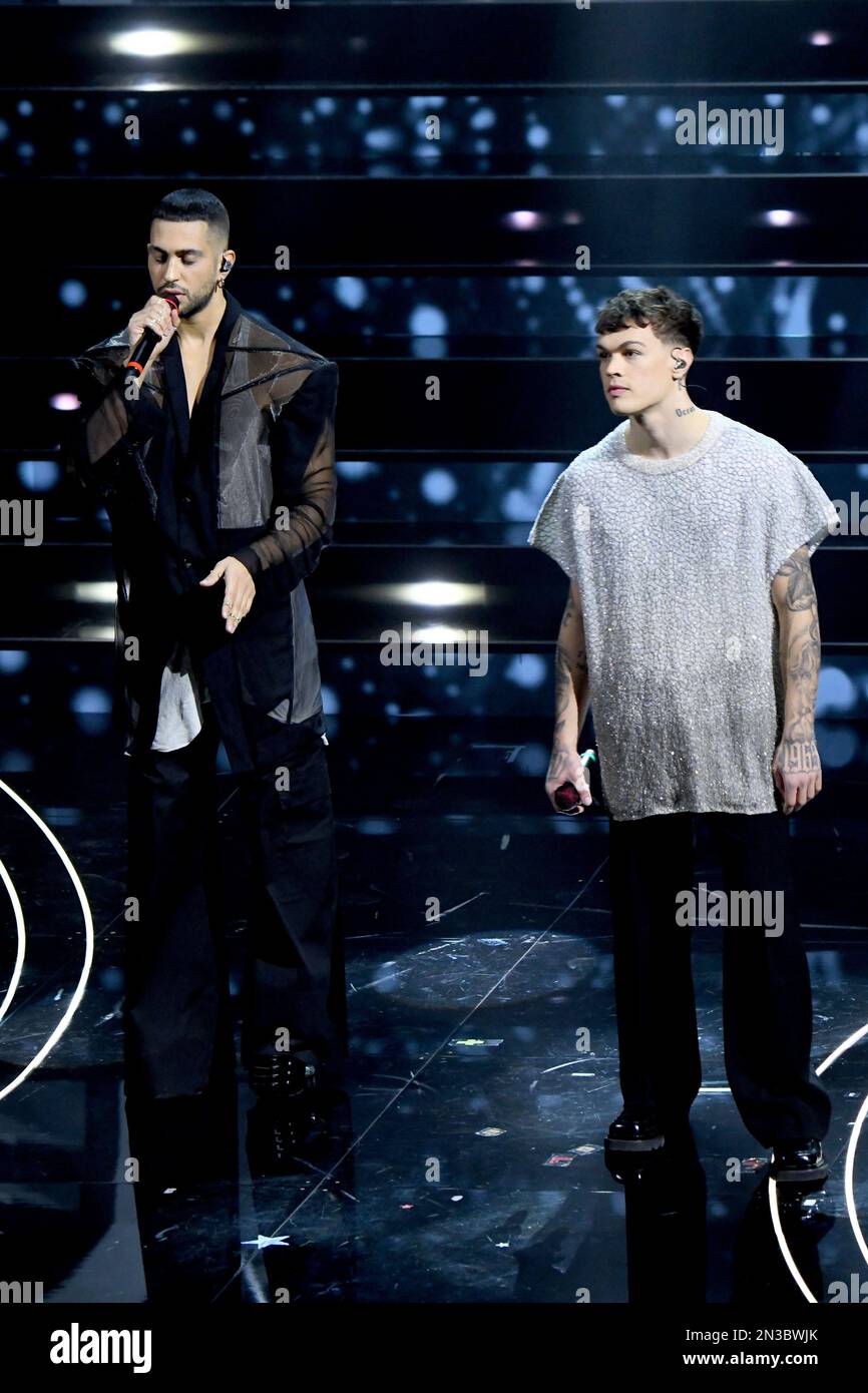 Sanremo, 73rd Italian Song Festival, First Episode. Blanco and Mahmood ...