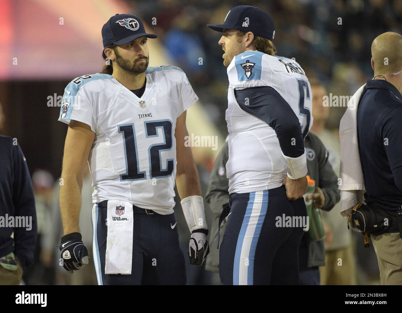 Tennessee Titans quarterback Charlie Whitehurst (12) and quarterback ...