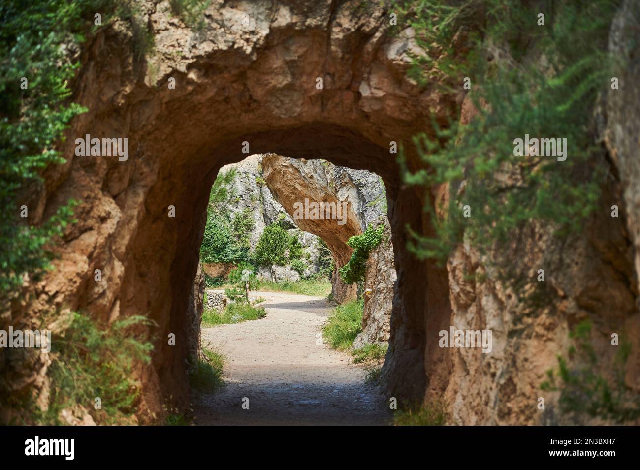 View through archway of a rock tunnel on the route to El Parrizal ...