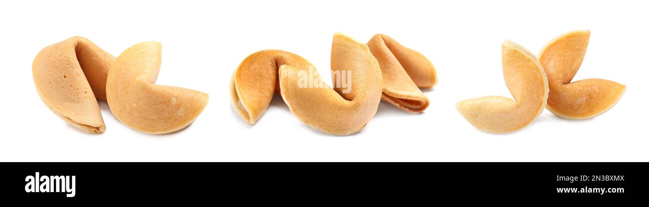 Set of fortune cookies on white background. Banner design Stock Photo ...