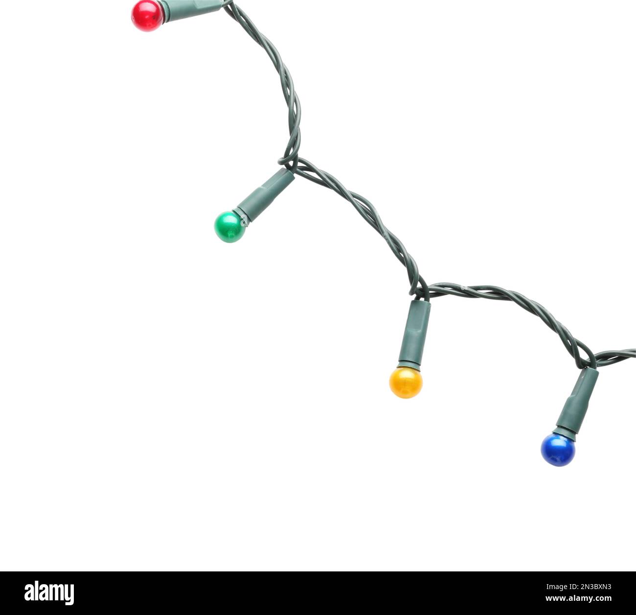 Beautiful Christmas lights on white background. Festive decoration ...