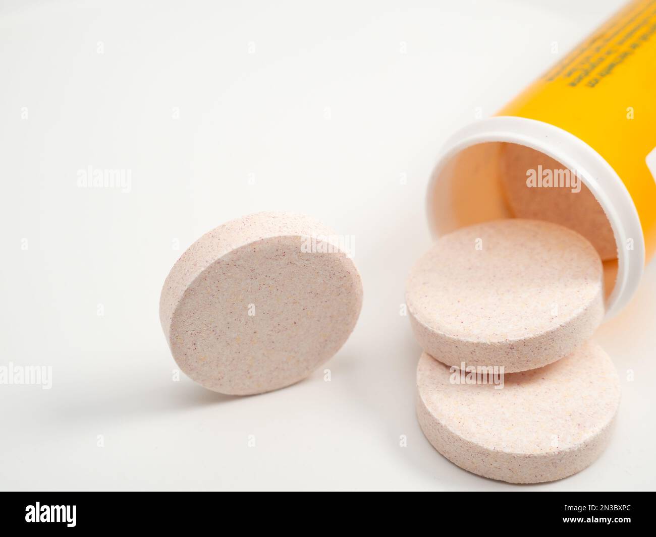 Effervescent multivitamin tablets on a white background. Close-up Stock ...