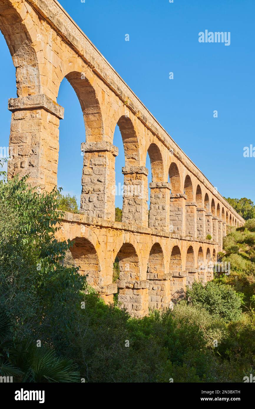 Old, Roman aqueduct, the Ferreres Aqueduct (Aqüeducte de les Ferreres ...
