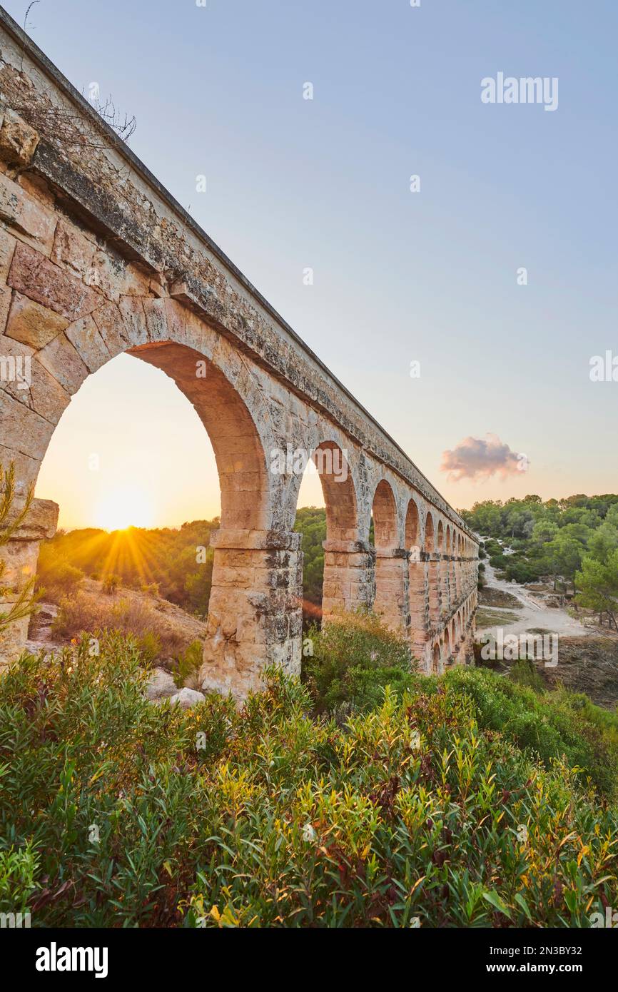 Old, Roman aqueduct, the Ferreres Aqueduct (Aqüeducte de les Ferreres ...