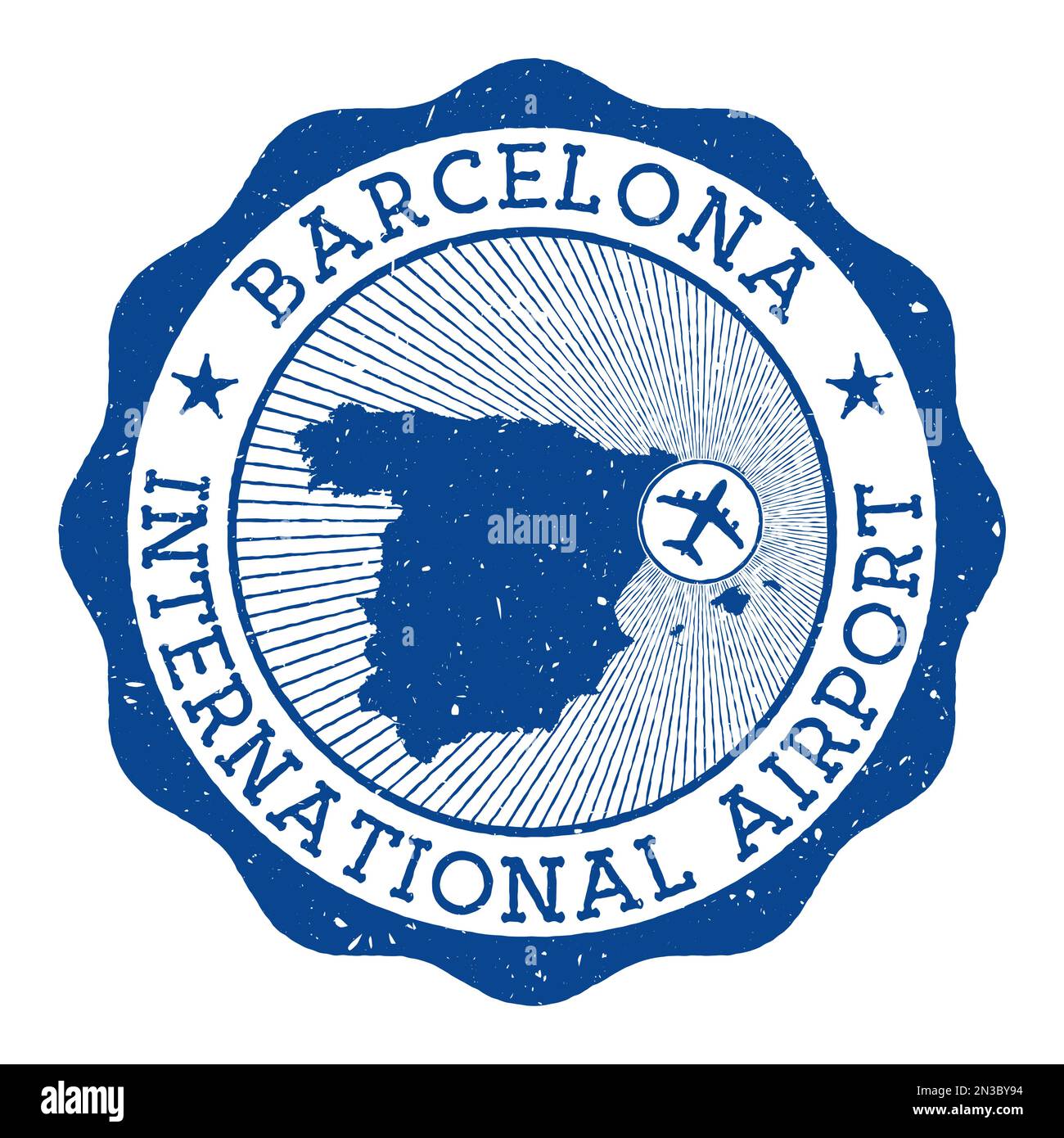 Barcelona International Airport stamp. Airport of Barcelona round logo ...