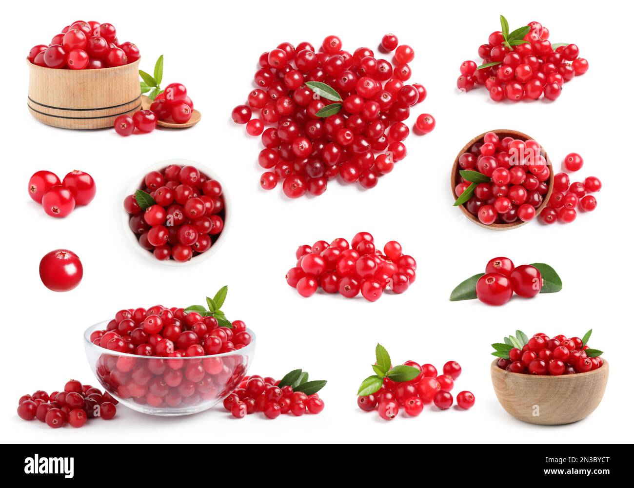 Set of fresh ripe cranberries on white background Stock Photo - Alamy