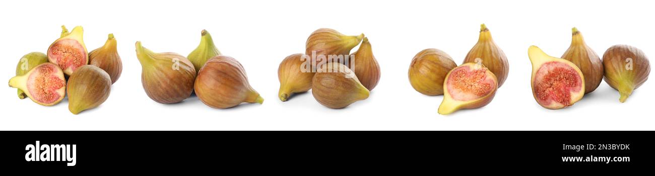 Set of tasty figs on white background. Banner design Stock Photo - Alamy