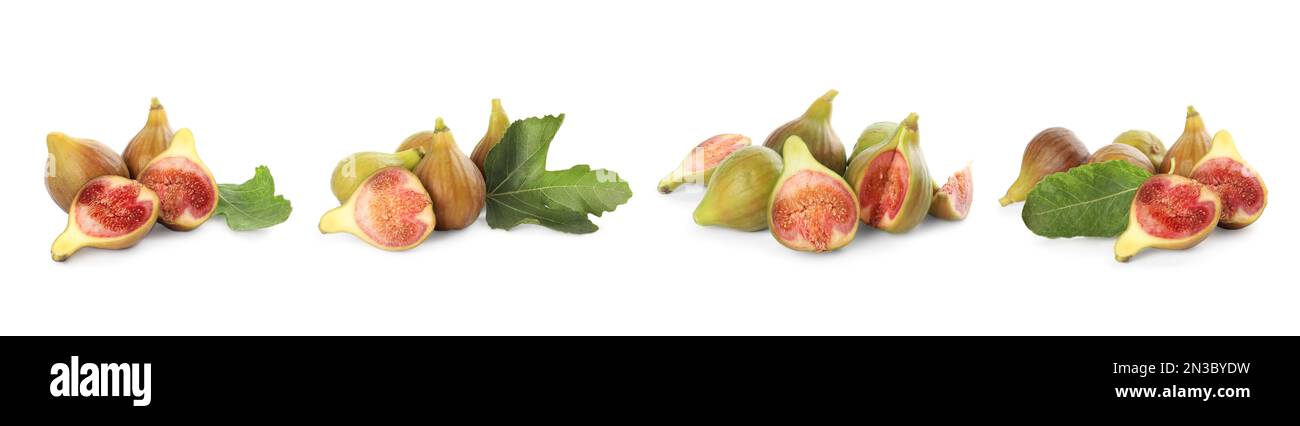 Set of tasty figs on white background. Banner design Stock Photo - Alamy