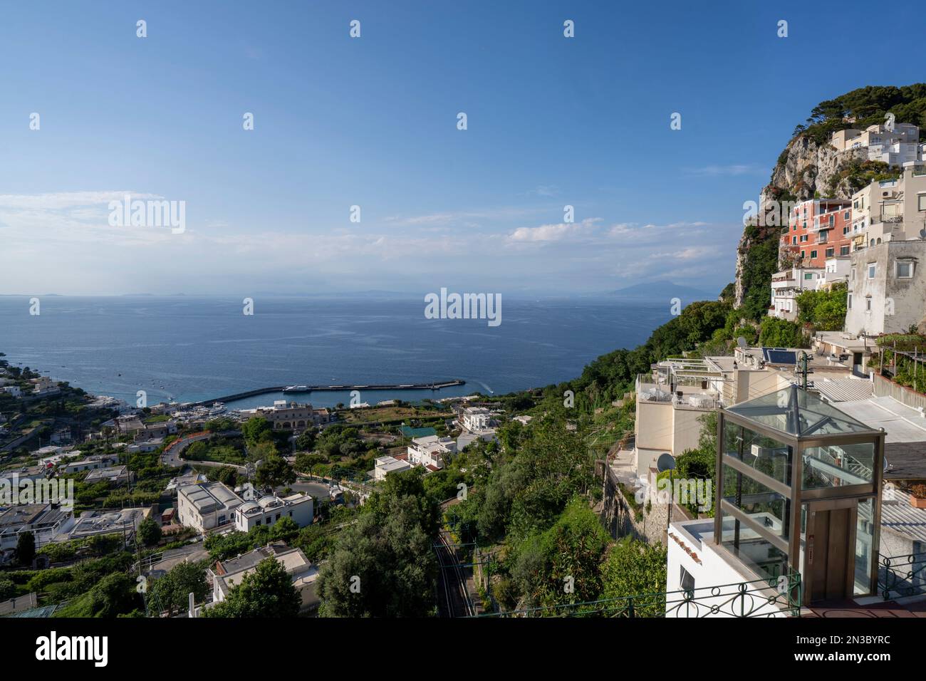 Capri Town on a plateau like a saddle high above the sea with the ...