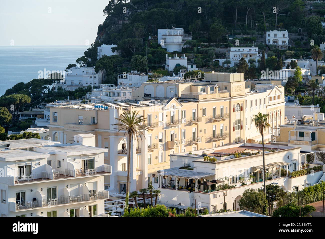 The Grand Hotel Quisisana and overview of rooftops of the buildings in ...