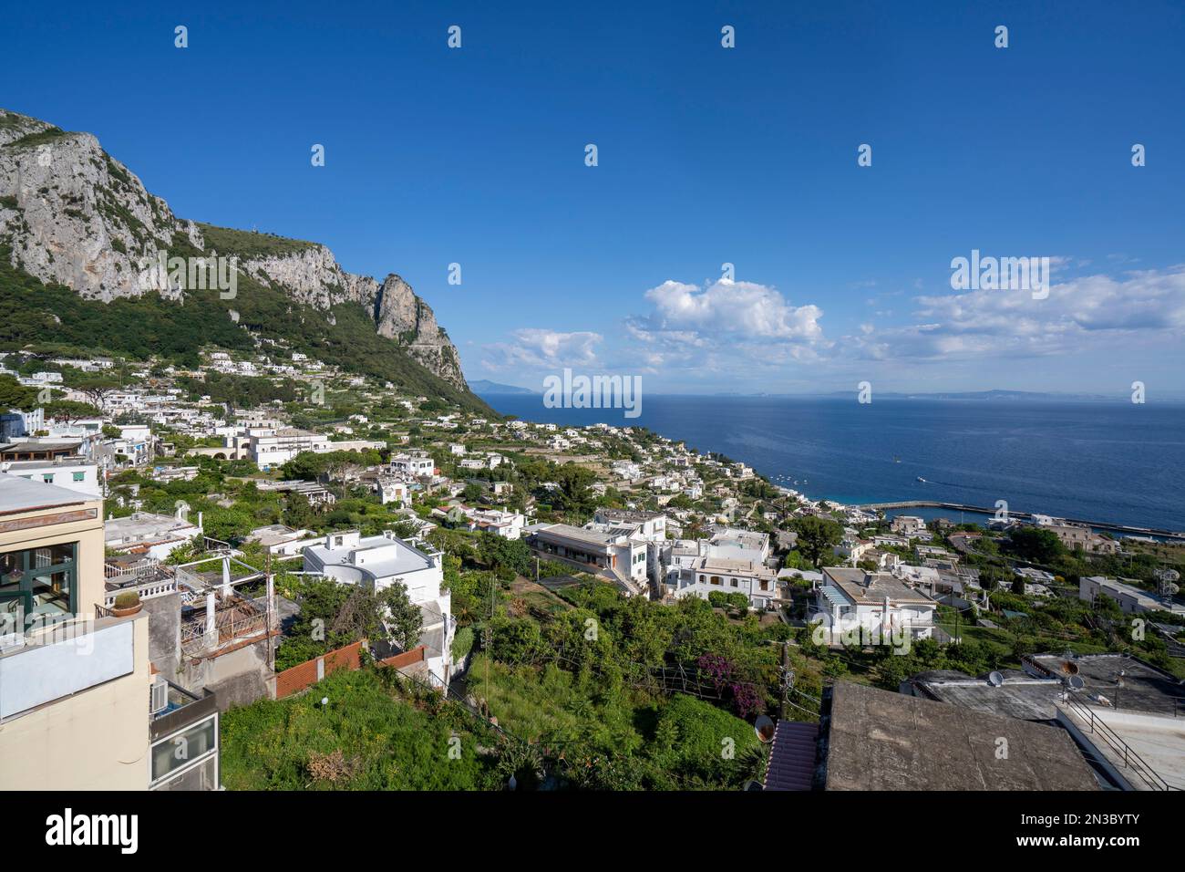 Capri Town on a plateau like a saddle high above the sea with the ...