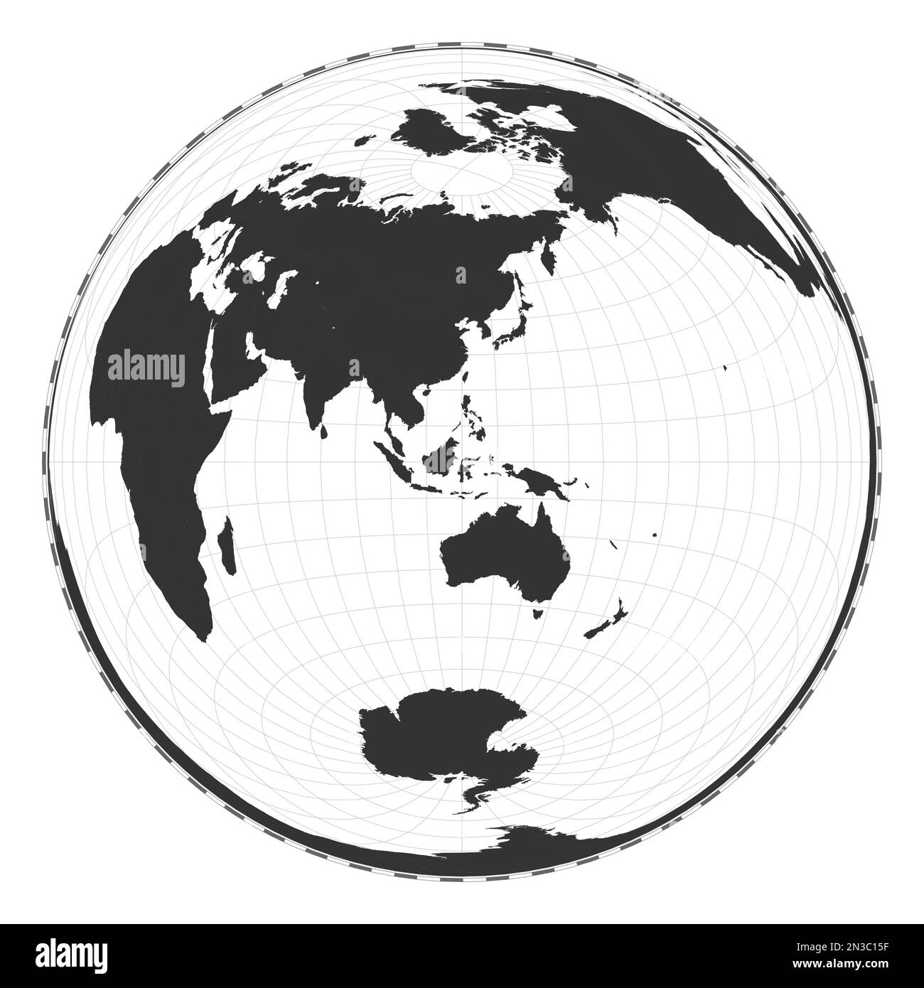 Vector world map. Lambert azimuthal equal-area projection. Plain world ...