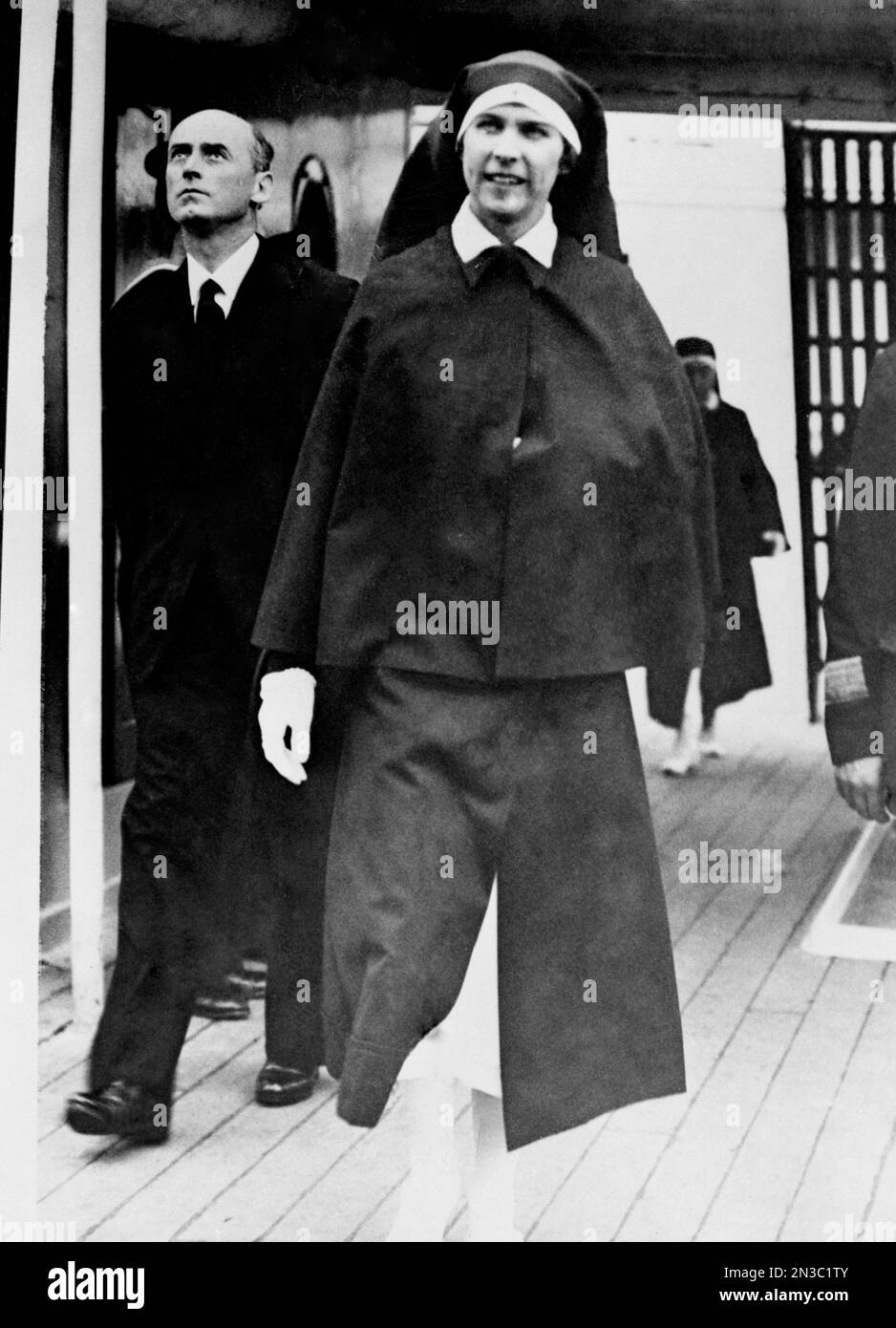 The Princess of Piedmont in a Red Cross nurse uniform boarding the ...