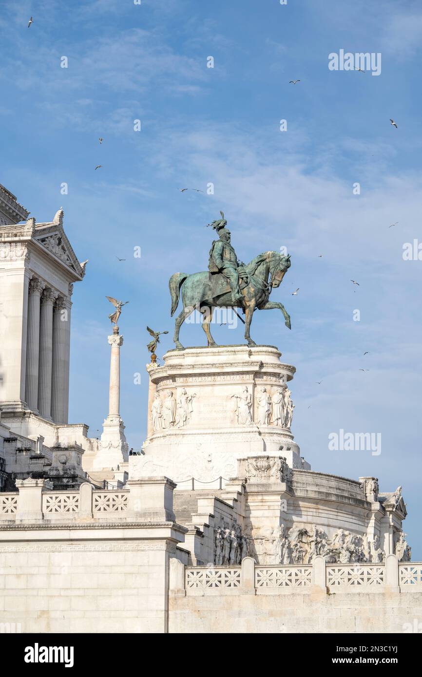 Equestrian statue of Victor Emanuel II in front of the Vittoriano ...