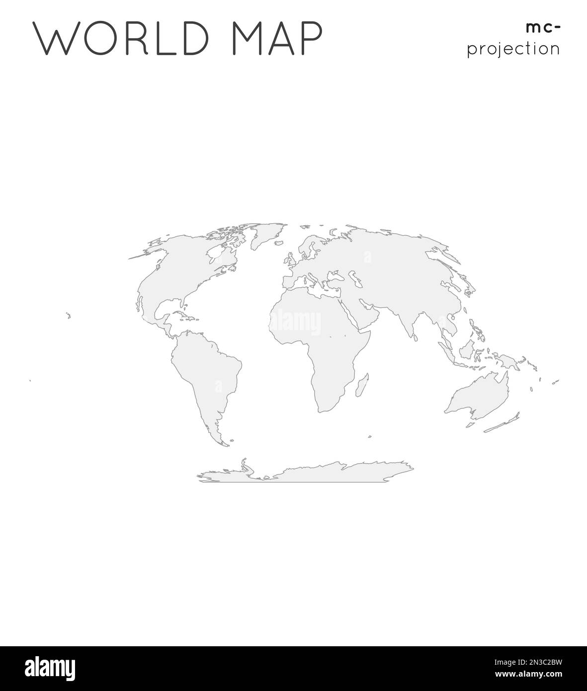 World Map Globe In Mcbryde Thomas Flat Polar Parabolic Projection Plain Style Outline Vector