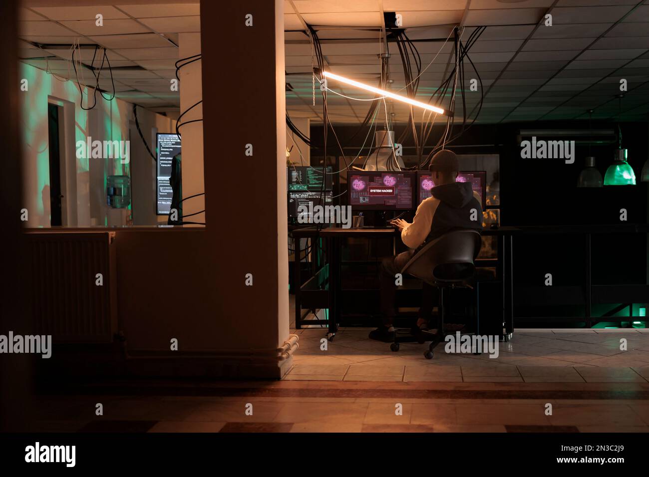 Cyber Attack Data Breach Hacker Sending Computer Virus Malware Breaking Into Database Server