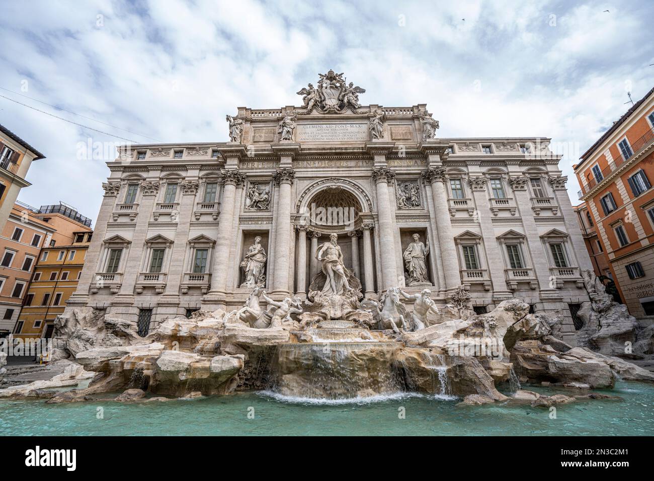 The iconic Trevi Fountain (Fontana Di Trevi) and the Palazzo Poli; Rome ...