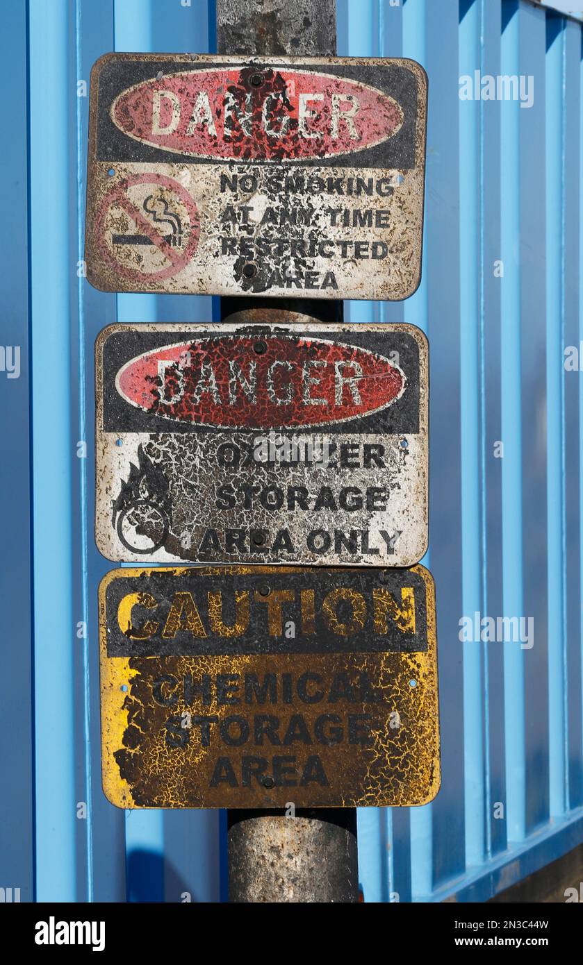 Warning signs show the effect of the explosion of an Antares rocket ...