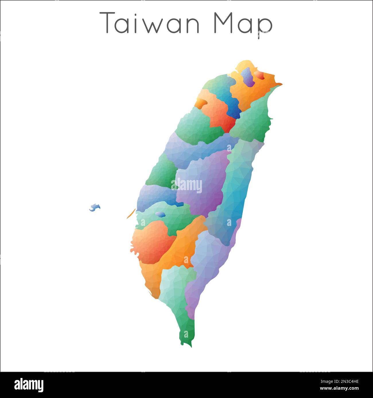 Low Poly map of Taiwan. Taiwan geometric polygonal, mosaic style map ...