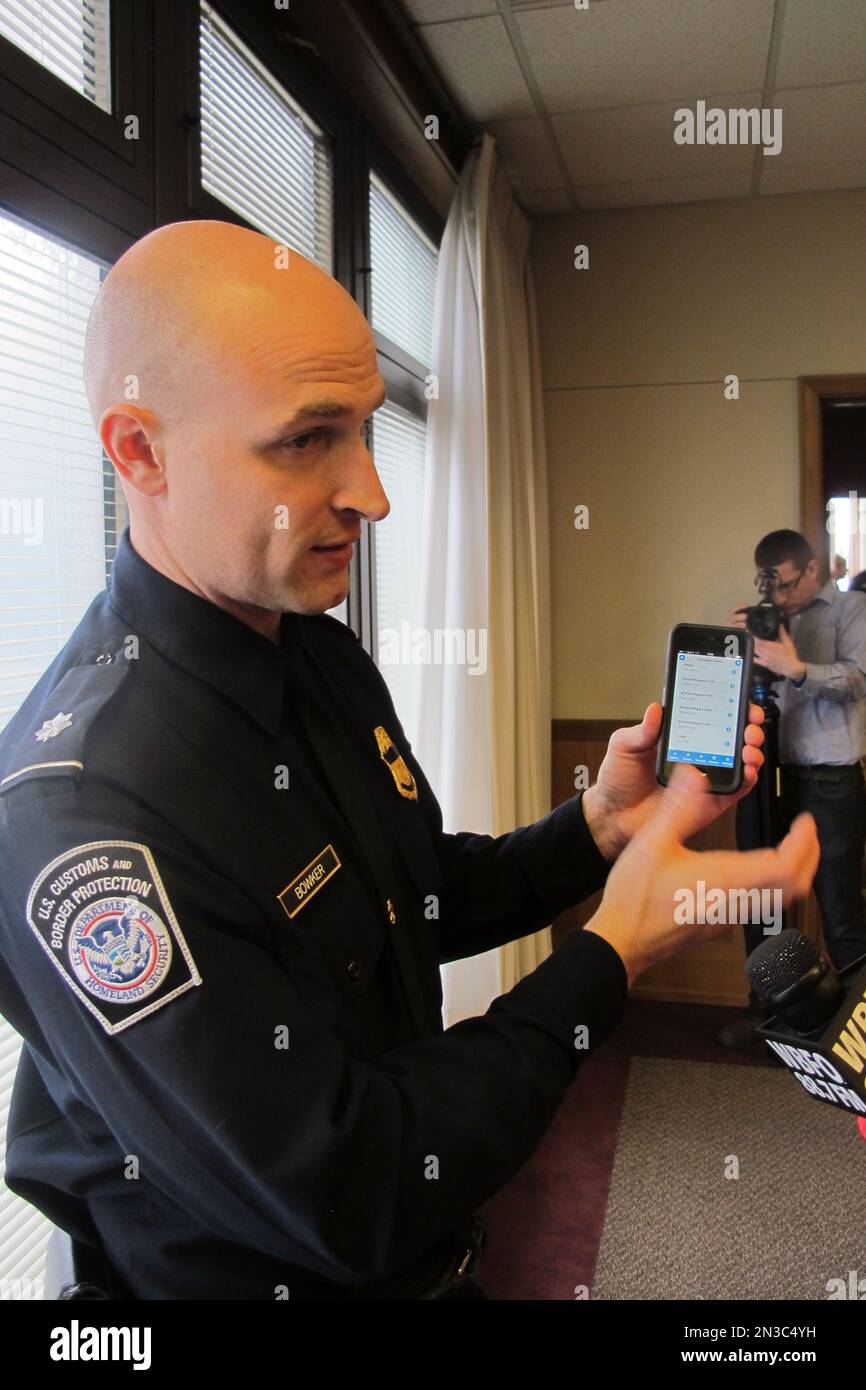U.S. Customs and Border Protection Officer Aaron Bowker, at the ...