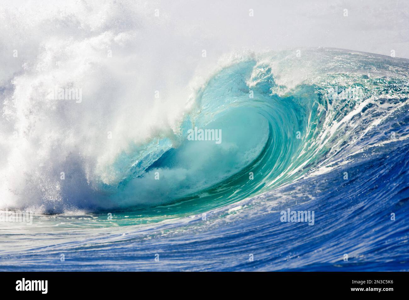 Large winter surf. Waves breaking on the north shore of Oahu at Waimea ...