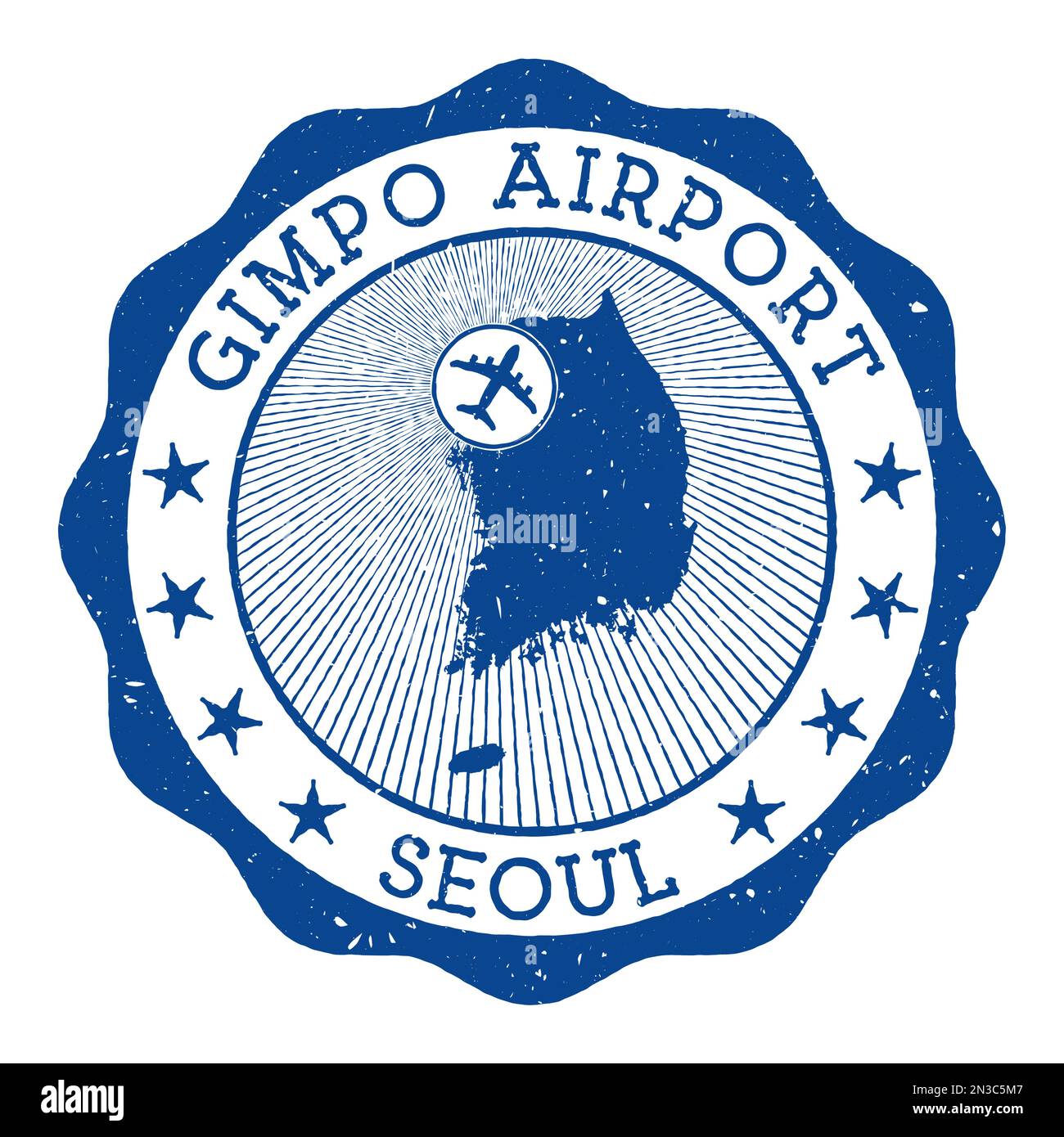 Gimpo Airport Seoul stamp. Airport of Seoul round logo with location on ...