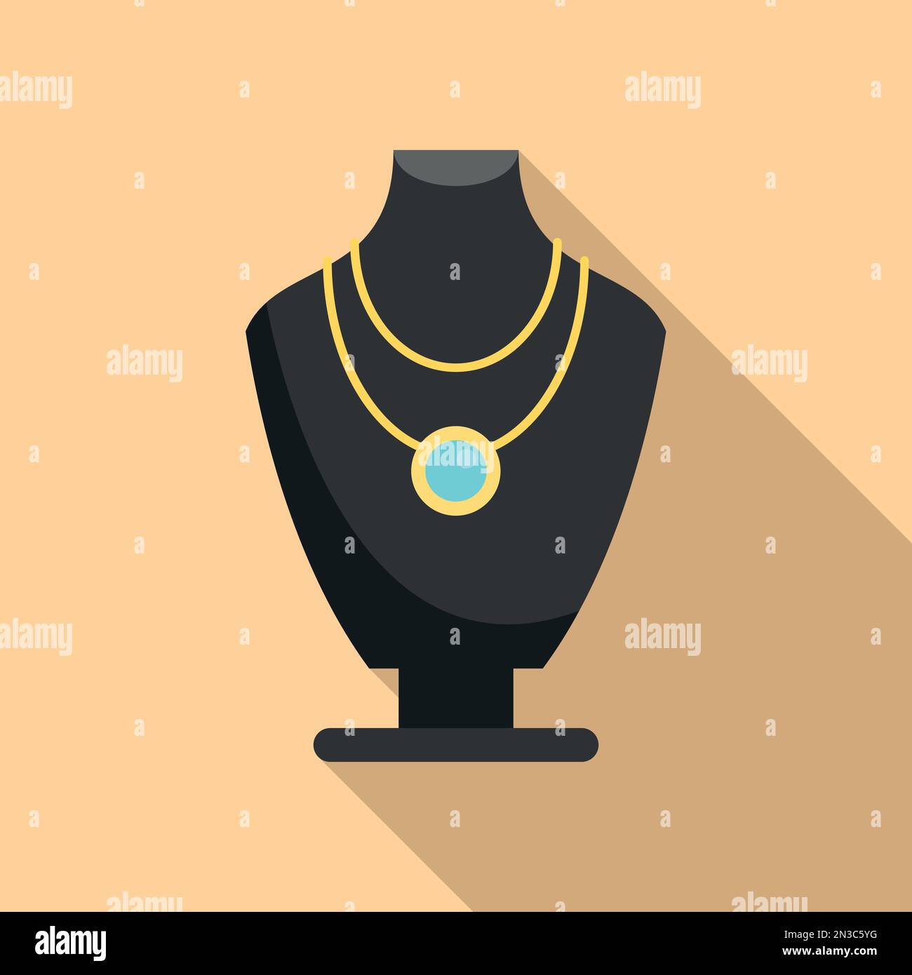 Shop jewelry dummy icon flat vector. Fashion bust. Pearl gold Stock ...