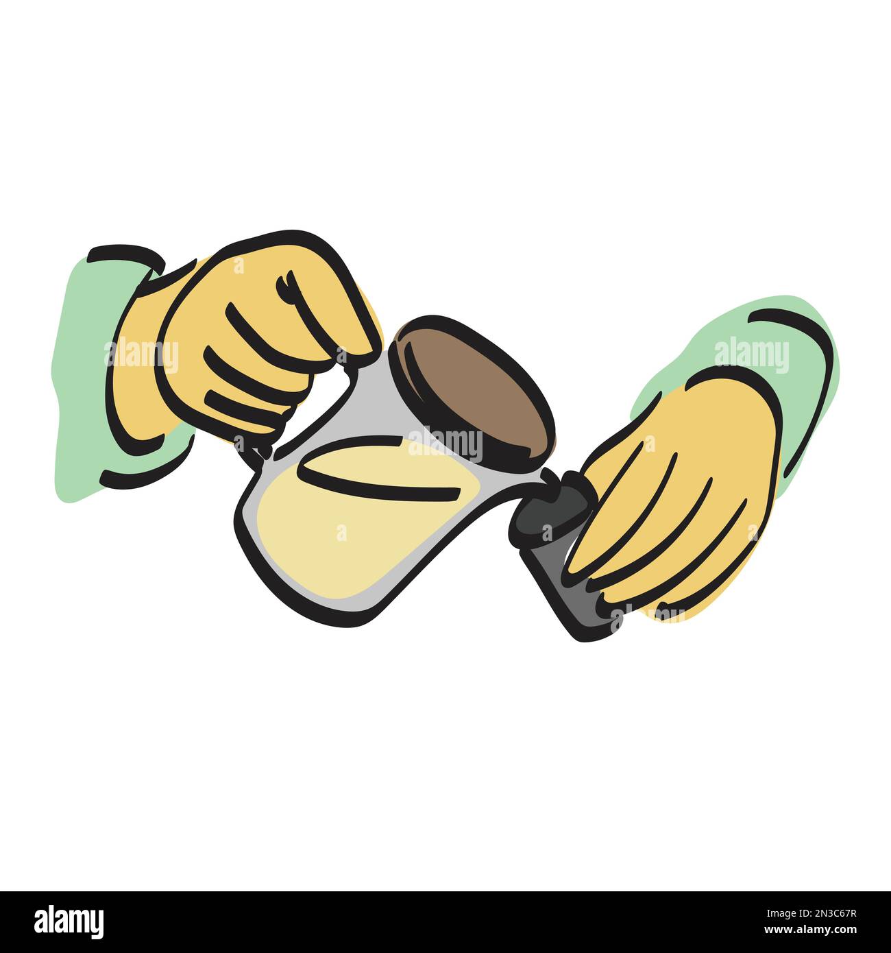 closeup hand pouring tea illustration vector hand drawn isolated on ...