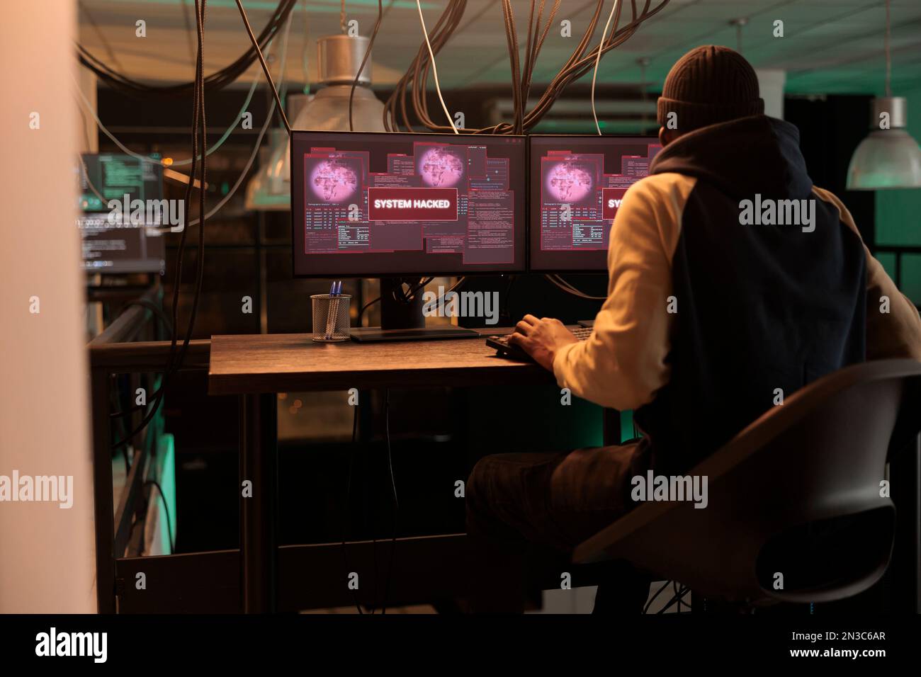Successful Cyberattack System Hacked Alert On Screen Hacker Breaking