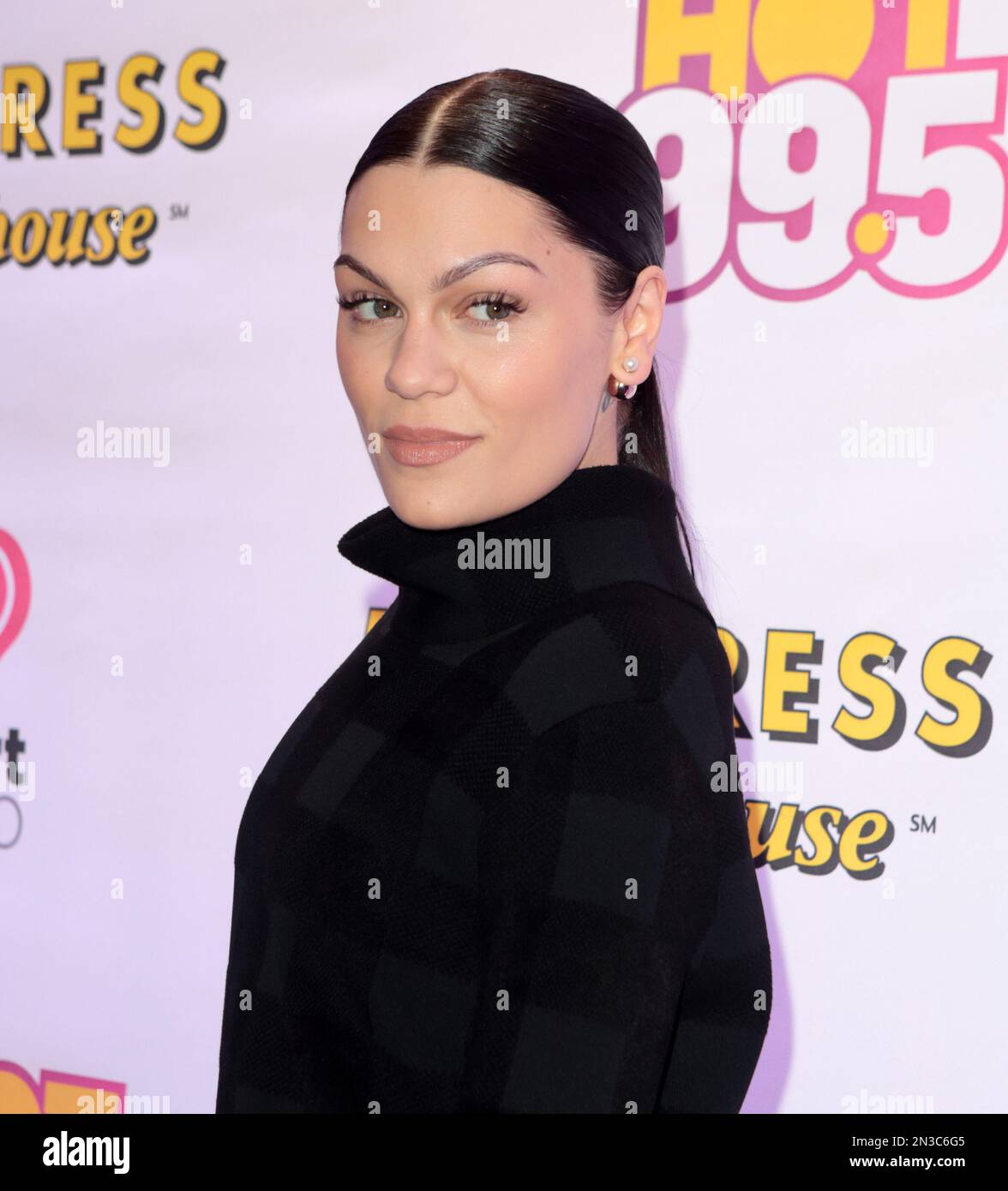 Jessie J poses for photographers backstage during the Hot 99.5 Jingle ...