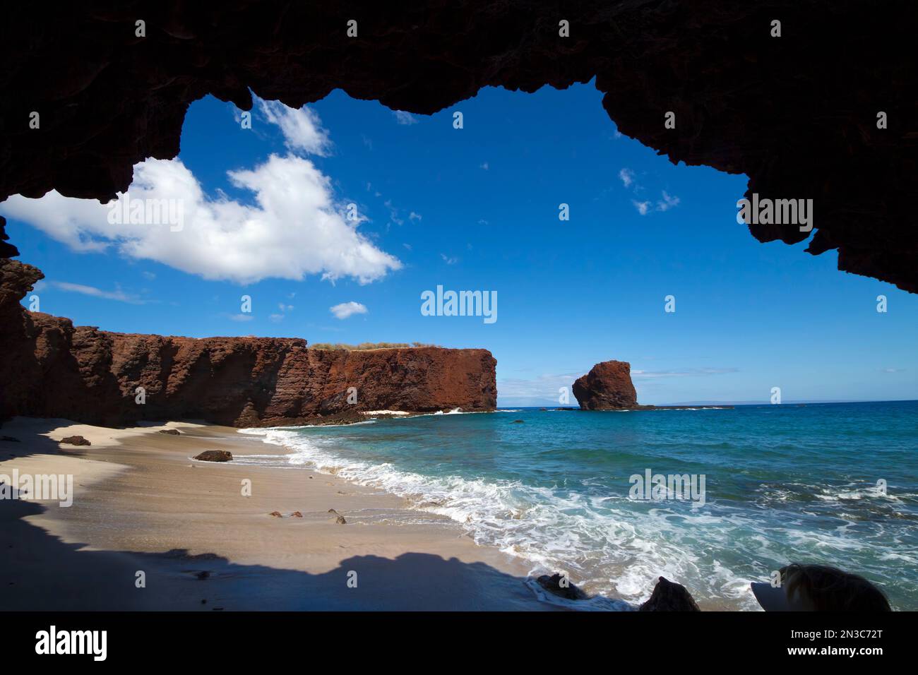 Shark's Cove and Pu'u Pehe Rock also known as Sweetheart Rock; Lanai ...