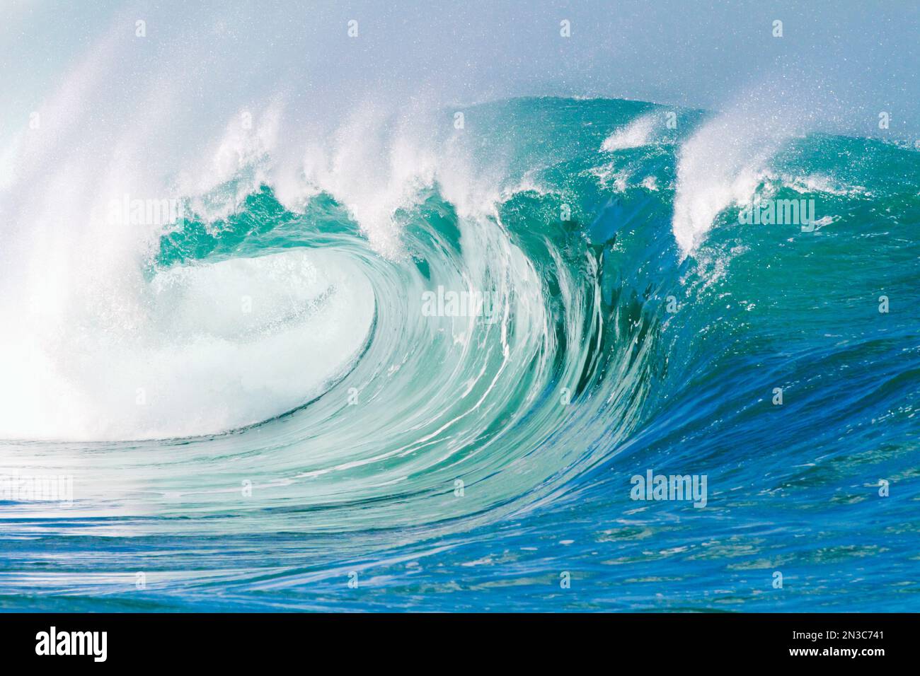 Close-up of wave breaking on the north shore of Oahu at Waimea; Waimea ...