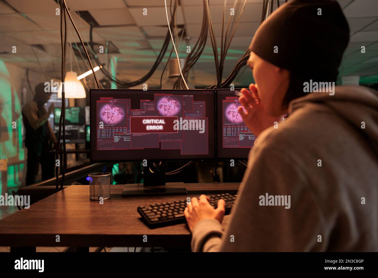 Asian Criminal Accessing Computer System Database Stealing Gvernment Passwords And Hacking