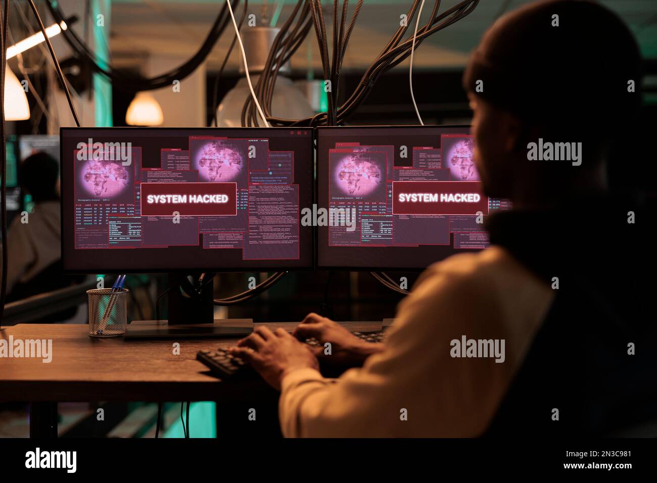 Criminal Committing Cyberattack On Government System Trying To Steal Important Data And