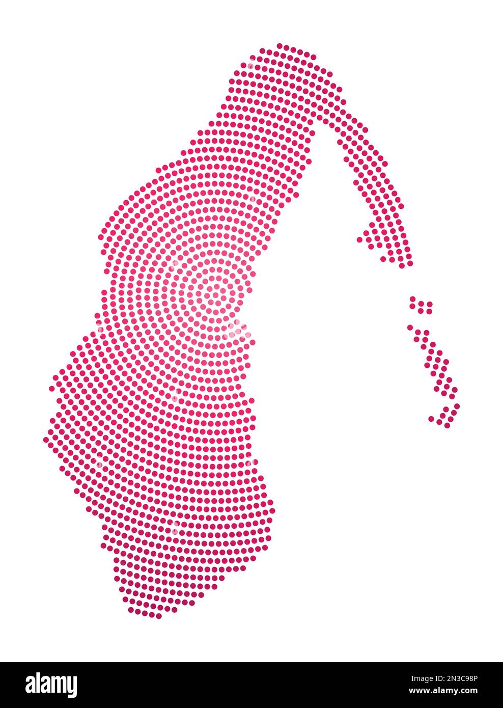 Aitutaki dotted map. Digital style shape of Aitutaki. Tech icon of the island with gradiented ...