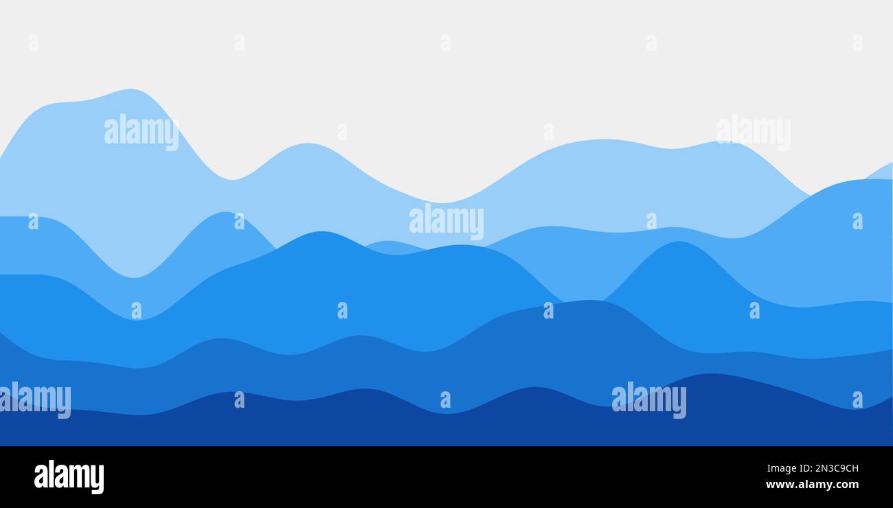 Abstract blue hills background. Colorful waves attractive vector ...