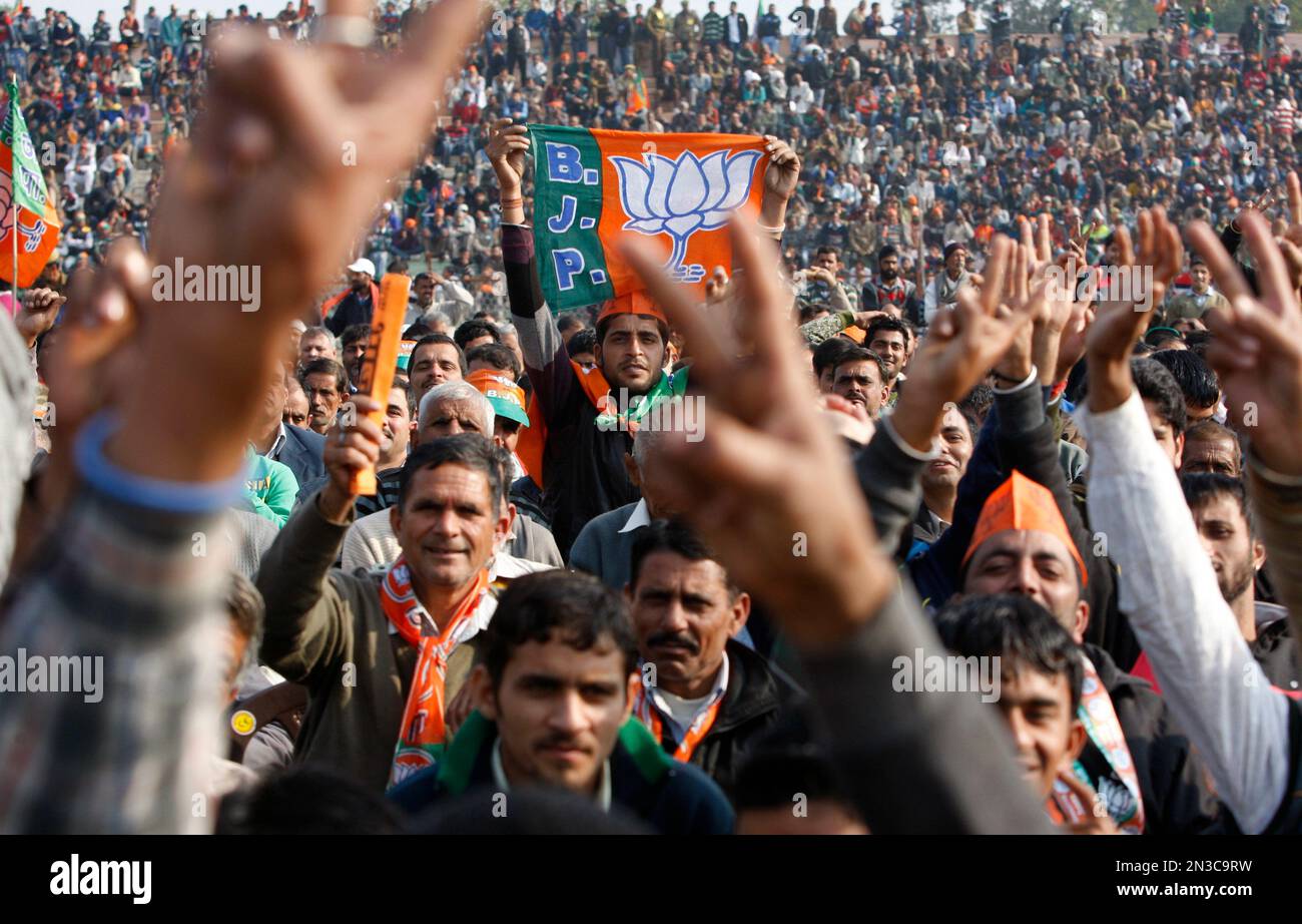 India's ruling Bharatiya Janata Party (BJP) supporters cheer during an ...