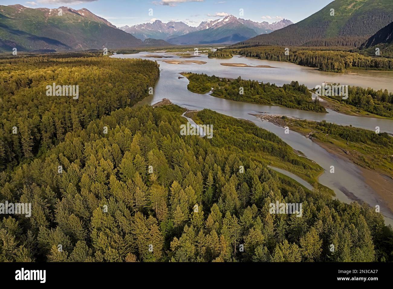 The Taku River flows out of the Coastal Range in British Columbia to ...