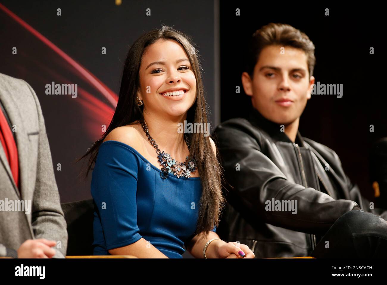 Actress Cierra Ramirez, left, and actor Jake T. Austin, right ...