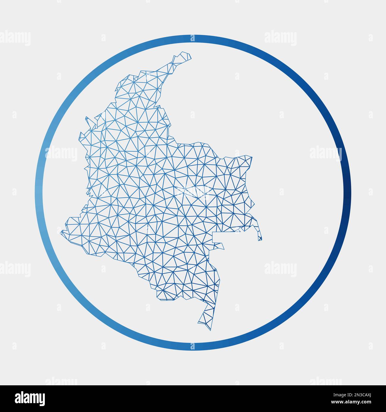 Colombia icon. Network map of the country. Round Colombia sign with ...