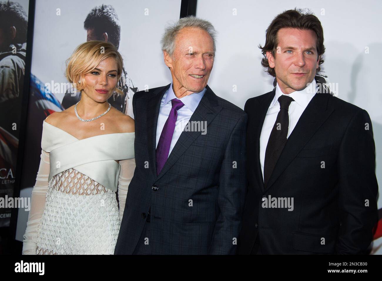 Sienna Miller, from left, Clint Eastwood and Bradley Cooper attend the ...