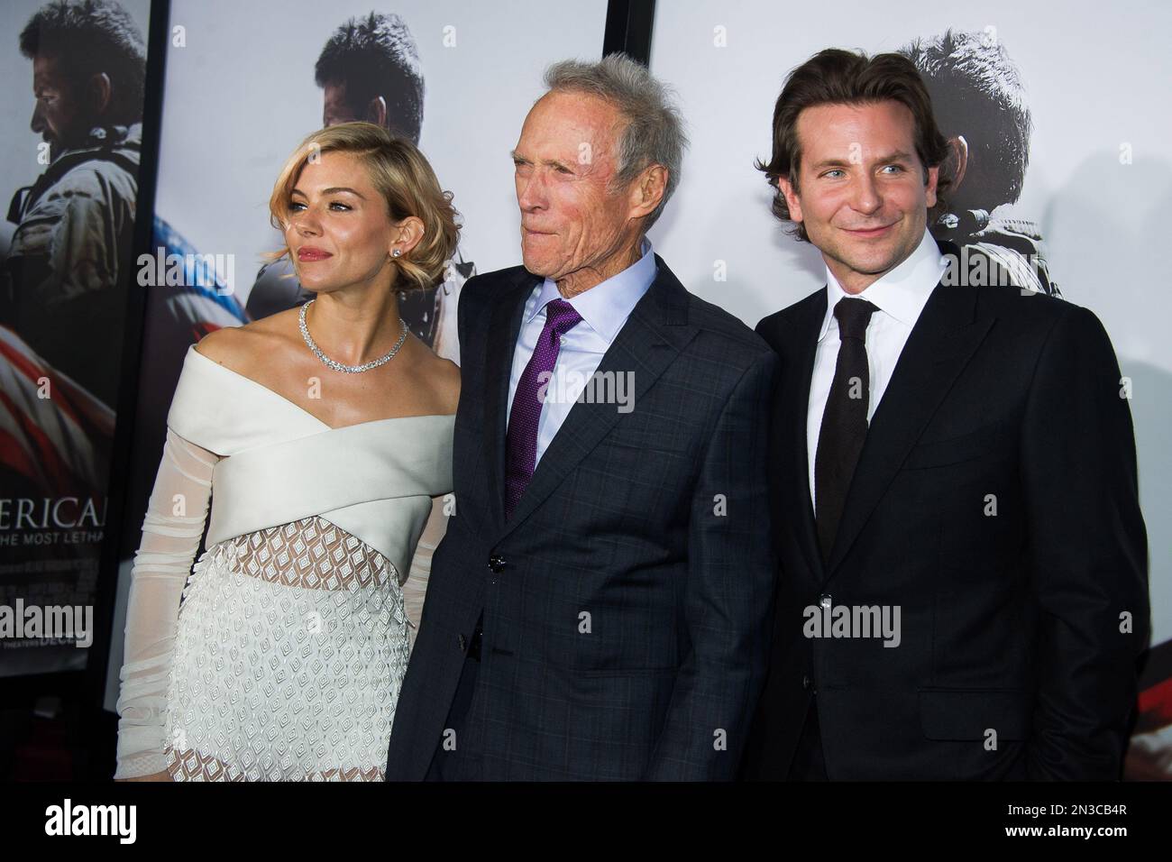 Sienna Miller, from left, Clint Eastwood and Bradley Cooper attend the ...
