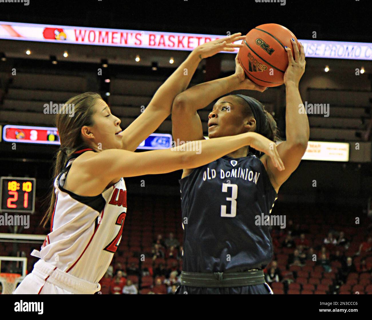 Old Dominion forward Chelisa Painter (3) attempts this shot despite the ...