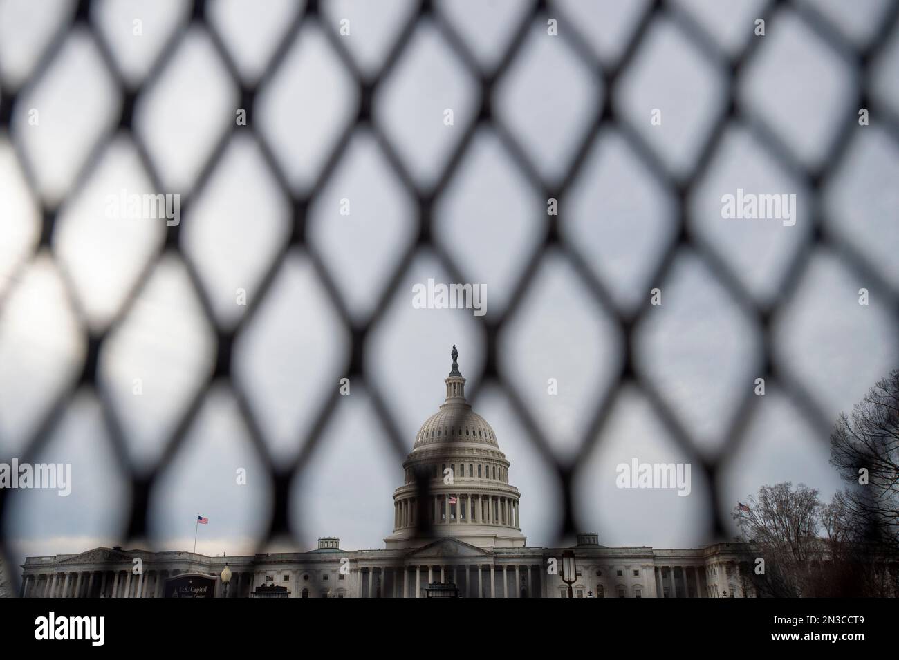 A steel fence surrounds the US Capitol prior to United States President ...