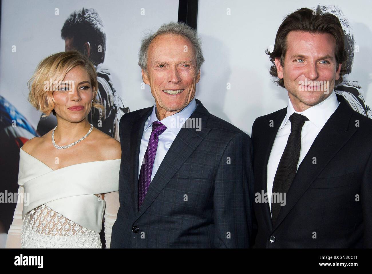 Sienna Miller, from left, director Clint Eastwood and Bradley Cooper ...