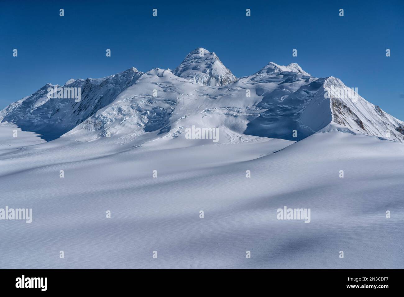 Aerial photo of Kluane National Park, with a clear blue sky and ...
